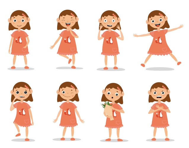School girl emotions Royalty Free Vector Image