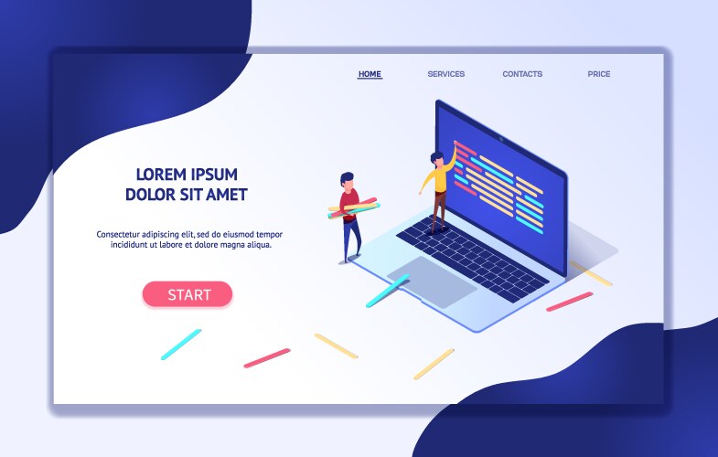 Programmer concept 3d isometric web banner Vector Image