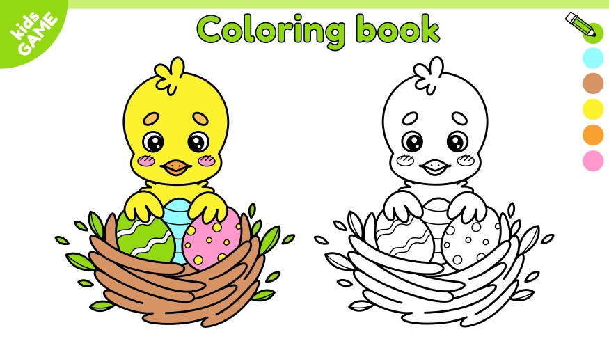 Kids easter game color by numbers with cute chick Vector Image