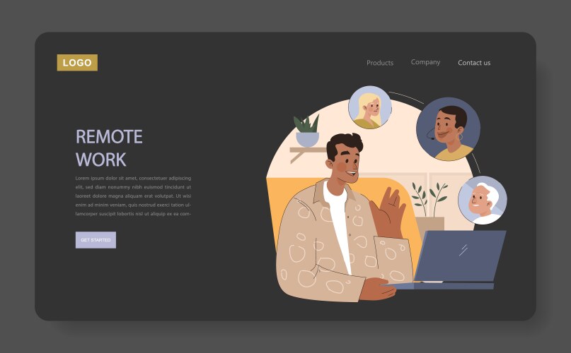 Remote work concept Royalty Free Vector Image - VectorStock