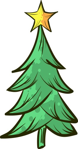 Cartoon christmas tree with angel on top Vector Image