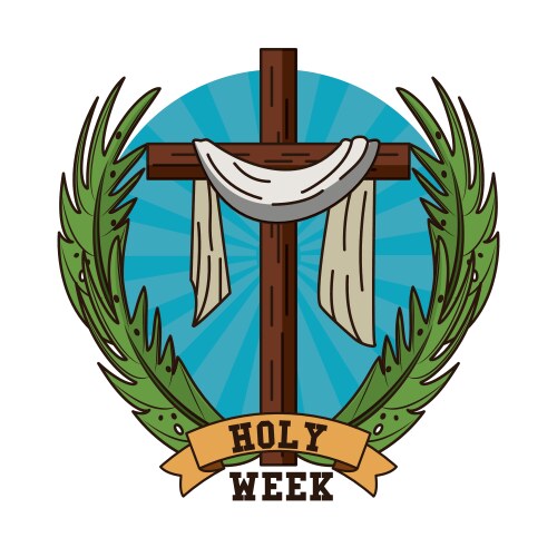 Holy week round icons Royalty Free Vector Image