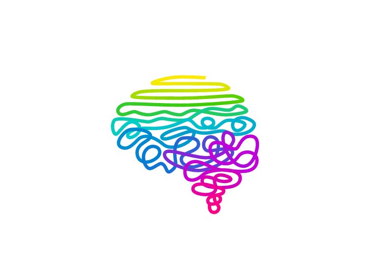 Tired brain spreads his arms above with a rainbow Vector Image