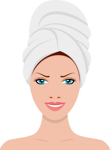 Woman showing four steps for washing face Vector Image