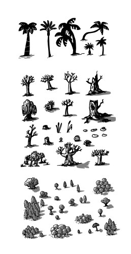 Fantasy map elements drawing Royalty Free Vector Image