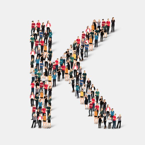 Large group people in letter n form human Vector Image