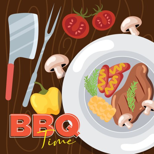Bbq time poster Royalty Free Vector Image - VectorStock