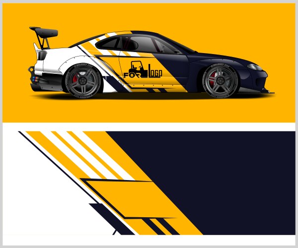 Car livery wrap design with cool Royalty Free Vector Image