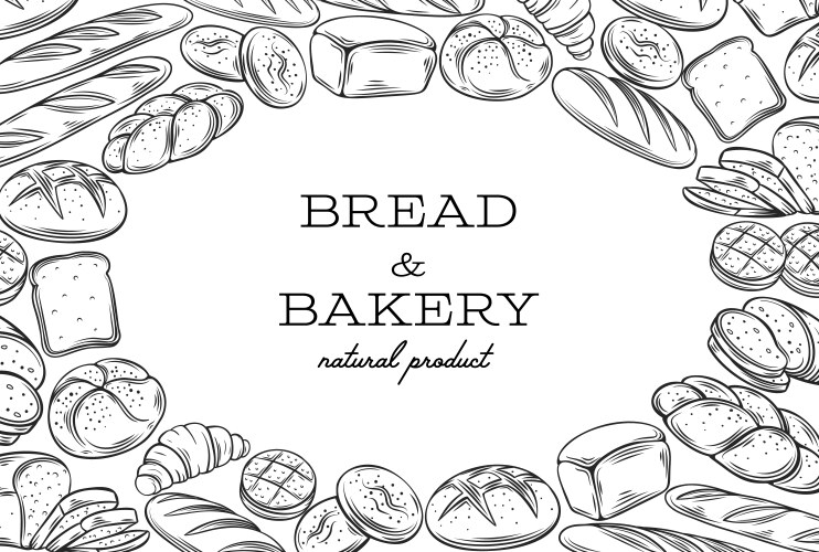 Bakery frame hand drawn bread and cookies banner Vector Image