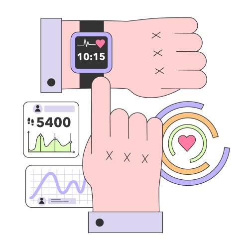 Health tracker character using smart electronic Vector Image