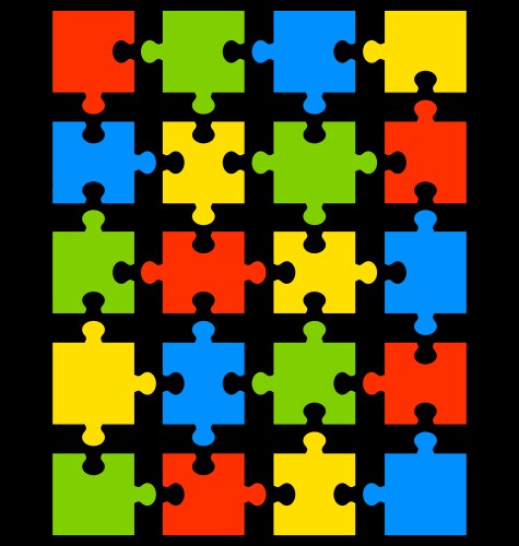 Colorful plastic pieces puzzle game Royalty Free Vector