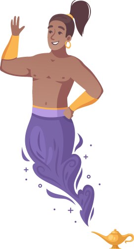 Smart genie cartoon character Royalty Free Vector Image