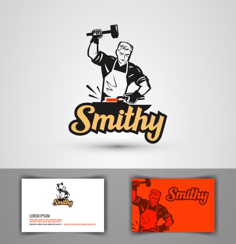 Set of logo for blacksmith typographic logotype Vector Image