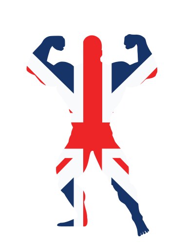 American muscular bodybuilder usa flag silhouette Vector Image