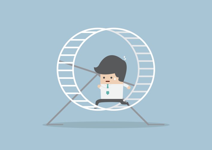 Hamster in a running wheel cartoon Royalty Free Vector Image