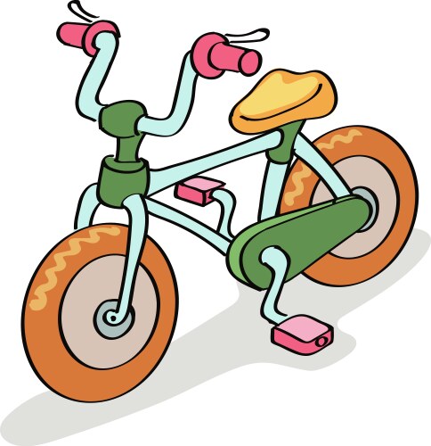 Girl riding new green bicycle Royalty Free Vector Image