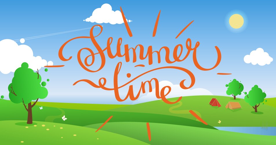 Spring or summer cartoon landscape Royalty Free Vector Image