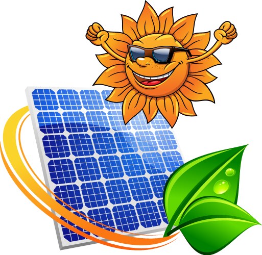 Solar panel isolated with sun and light bulb Vector Image