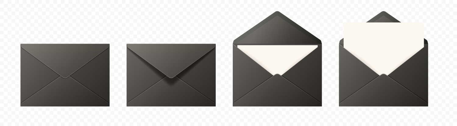 Realistic black envelope mockups Royalty Free Vector Image