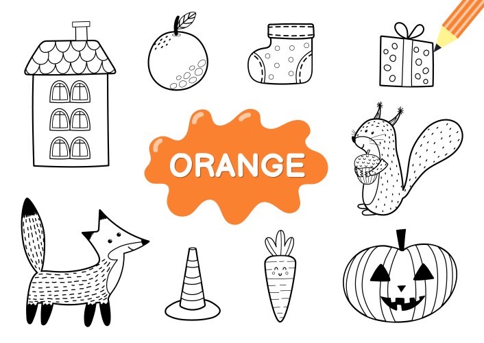 Color elements in gray coloring page for kids Vector Image