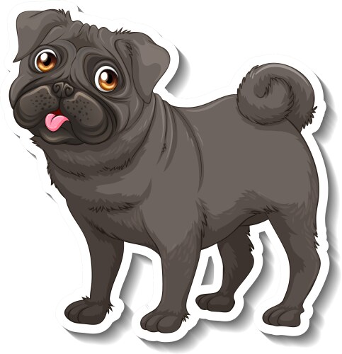 Lovely pug puppy cartoon character Royalty Free Vector Image