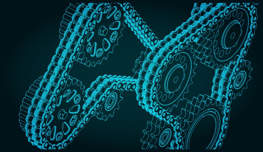 Bicycle chain drive closeup Royalty Free Vector Image