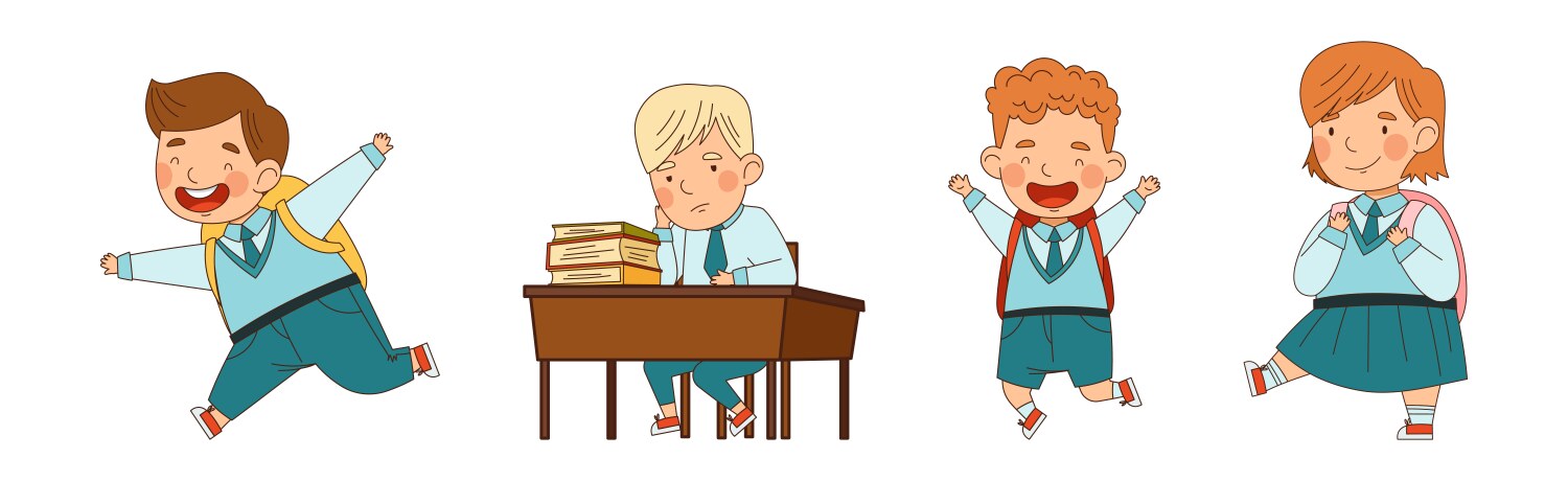 Happy children in school uniform class Royalty Free Vector