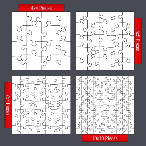 Puzzle pieces square 4x4 5x5 6x6 3x4 isolated Vector Image