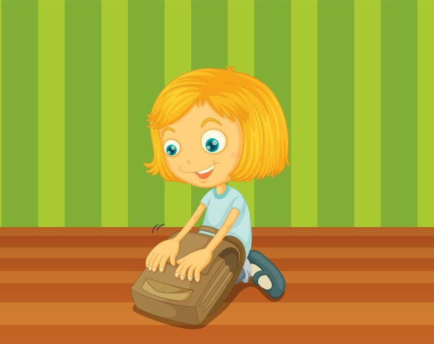 Girl Getting Ready for School Vector Images (32)