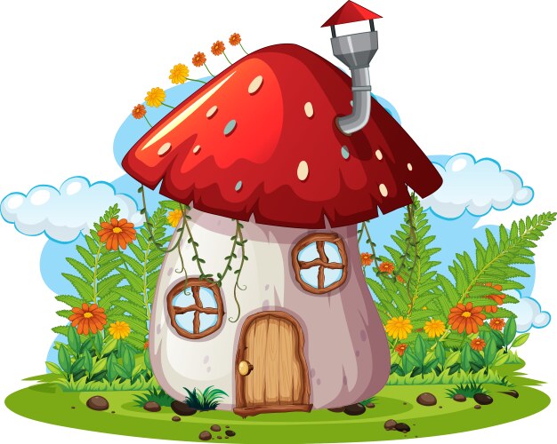 Cartoon funny insects with mushroom house Vector Image