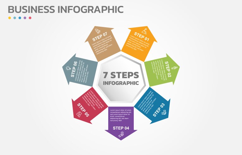 Visual data presentation cycle diagram with 6 Vector Image