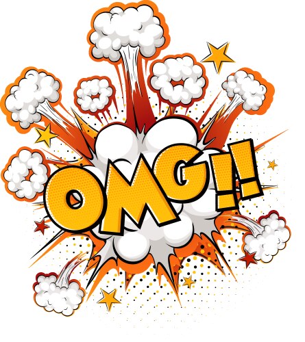 Omg comic bubble cartoon text in pop art bang Vector Image