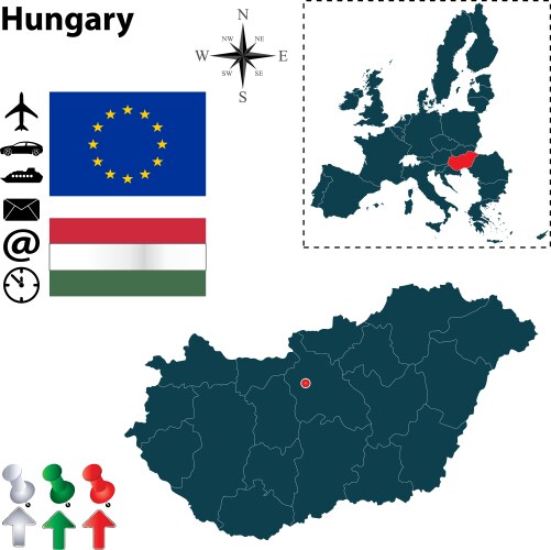 Hungary map Royalty Free Vector Image - VectorStock