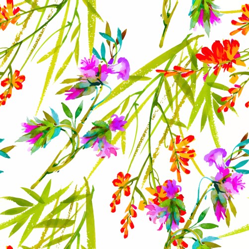 Frame and seamless border with spring flowers Vector Image