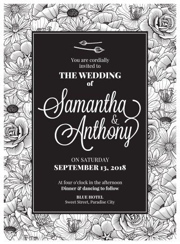 Chalkboard wedding invitation card background Vector Image