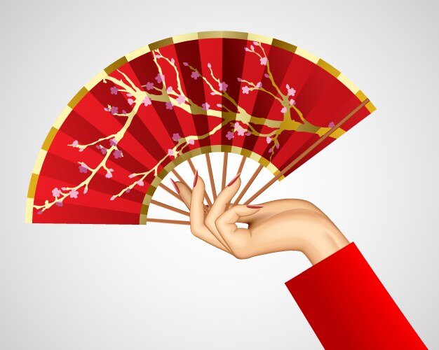 Female hand with open fan Royalty Free Vector Image