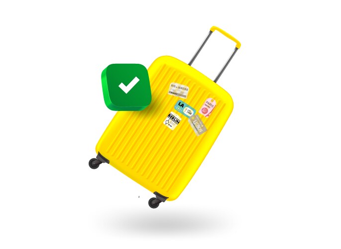 Yellow trawel suitcase Royalty Free Vector Image