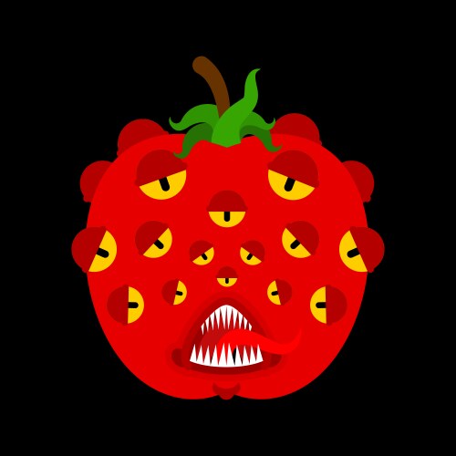 Strawberry monster gmo mutant angry berry Vector Image