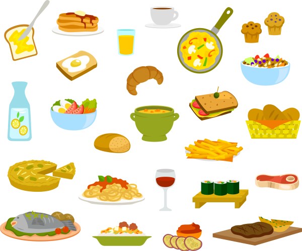 Cartoon breakfast morning drink and food cup Vector Image