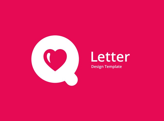 Letter q heart logo icon design template elements Vector Image