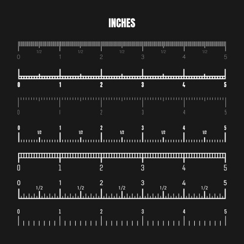 Inch rulers inches measuring scale indicator Vector Image
