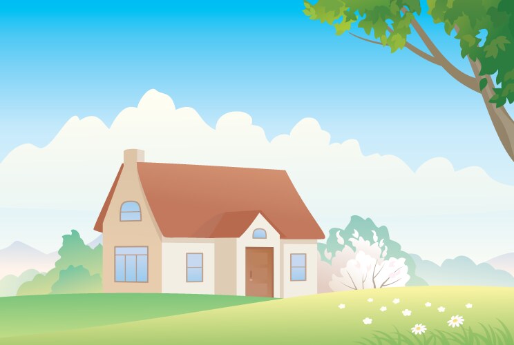 Spring theme landscape 3 Royalty Free Vector Image