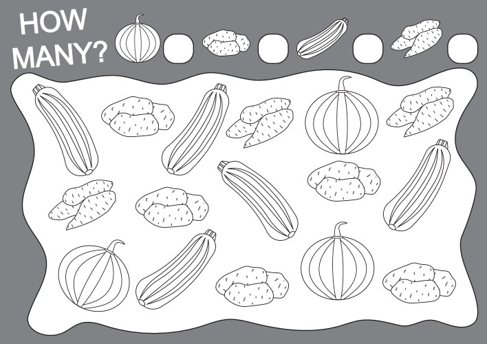 Coloring book and educational game how many Vector Image