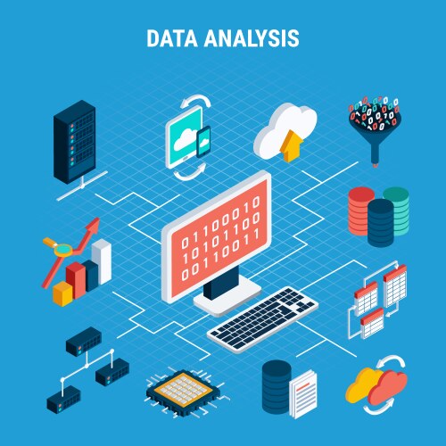 Colorful isometric financial flowchart concept Vector Image