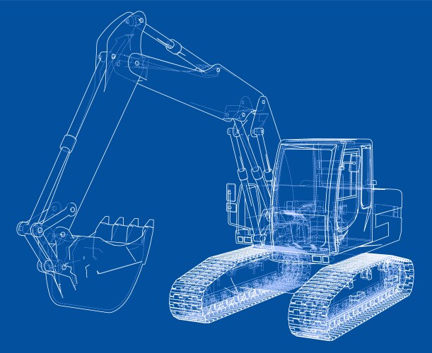 Excavator concept outline Royalty Free Vector Image