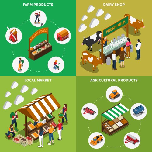 Farmers market flowchart concept Royalty Free Vector Image
