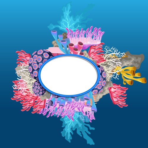 Corals card with horizontal text box Royalty Free Vector