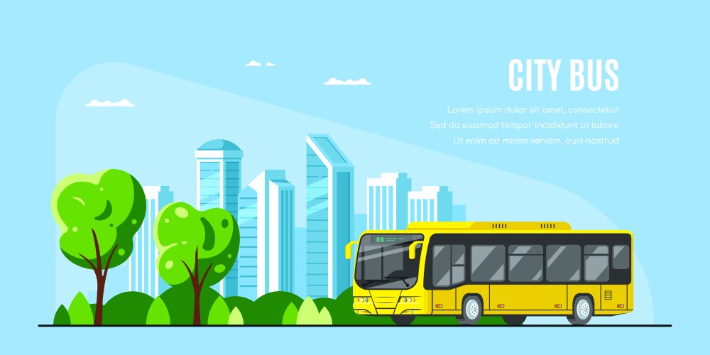 Cartoon bus stop with transport and people Vector Image