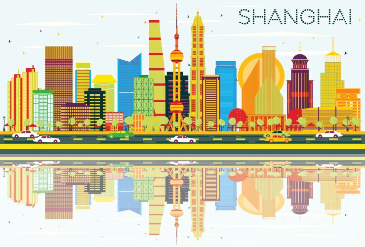 China travel landmark shanghai architecture Vector Image