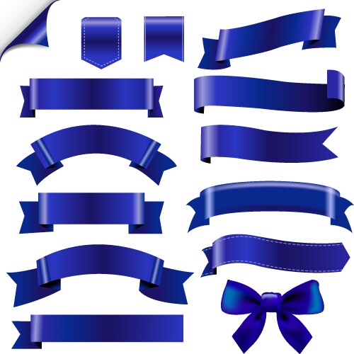 Blue ribbons flags Royalty Free Vector Image - VectorStock